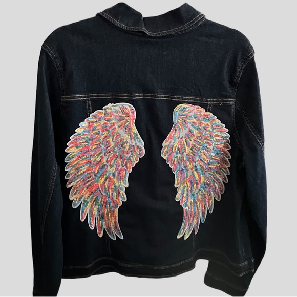 1822 Denim | Jackets & Coats | Angel Wings Upcycled Denim Jean Jacket ...